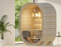 China Outdoor 3 Person Oval Sauna Room Spruce Red Cedar 180cm Electric Stove for sale