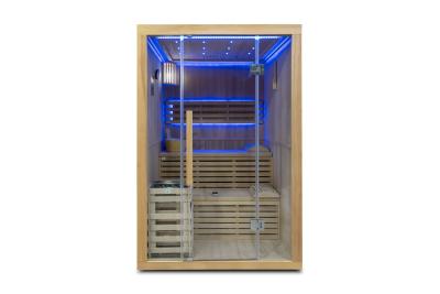 China Modern 2 Person Hemlock Wood Sauna with Harvia Electric Heater 130x120x200cm for sale