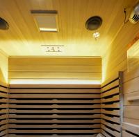 China Low EMF Far Infrared Sauna 1 Person Hemlock Wood 1600W Therapy Lights Home Spa for sale