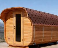 China 4 Person Hemlock Porch Bucket Cube Sauna Room with Full Spectrum Heater and Smart Control for sale
