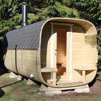 China 4 Person Hemlock Porch Bucket Cube Sauna Room with Full Spectrum Heater and Smart Control for sale