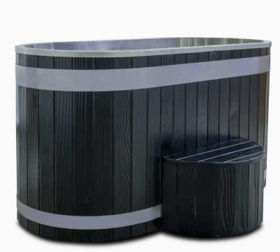 China Red Cedar Wooden Ice Bath Barrel Tub with 1HP Chiller 110V 220V Cold Plunge Therapy for sale