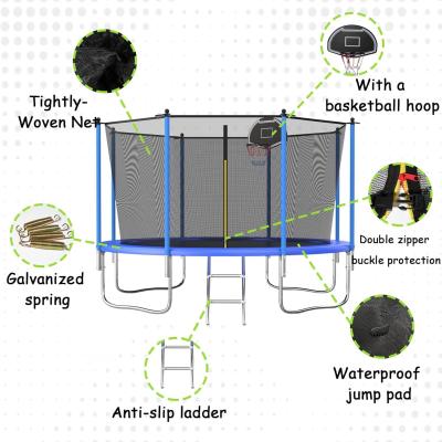 China 12FT Outdoor Trampoline with Reinforced Springs Safety Enclosure for Family Fun for sale