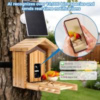 China Bamboo Wooden Smart Bird Feeder 1.25L Large Capacity Outdoor Garden for sale