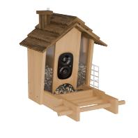 China Bamboo Wooden Smart Bird Feeder 1.25L Large Capacity Outdoor Garden for sale
