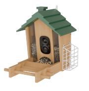 China Bamboo Wooden Smart Bird Feeder 1.25L Large Capacity Outdoor Garden for sale