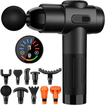 China Portable Rechargeable Massage Gun 3200 RPM 12mm Deep Tissue Percussion Massager with 10 Heads for sale