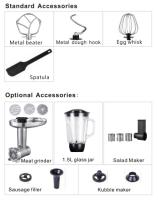 China 1000W 5L Stand Electric Mixer 6 Speeds Dough Mixer with Accessories for sale
