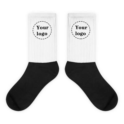China Uron Factory Product Fashion Antibacterial Custom Your Own Logo Mens Socks White Black Socks for sale