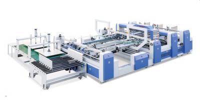 China Full-Automatic Double-Piece-Carton Folder Gluer Machine, with Pressing unit and Side output for sale