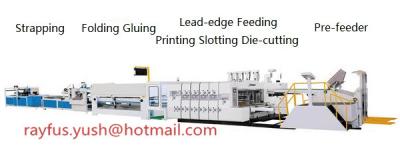 China Automatic Pre-feeder Lead-edge Flexo Printer Slotter Die-cutter Folder Gluer Strapper Inline Machine, 1~6 color for sale