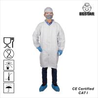 China Elastic Cuff Disposable Lab Jackets SPP Nonwoven Disposable White Lab Coats for sale