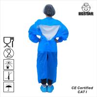 China Medical CPE Long Sleeve Apron Elastic Cuff Blue Disposable Aprons For Food Industry for sale