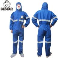 China CE Certified Cat III Type 5/6 SMS protective Coverall with reflective tape for sale
