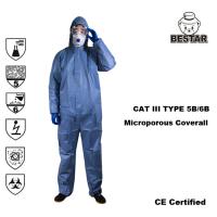 China Microporous film Type 5B/6B EN14126 Virus Protection Medical Coverall for Hospital for sale