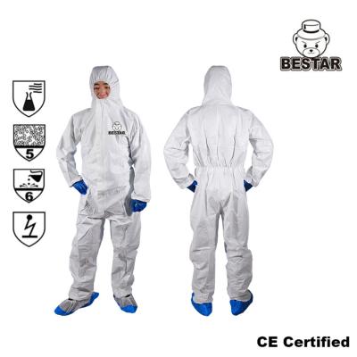 China CE Certified Waterproof Microporous film Type 5/6 Disposable Protective Coverall for Painting for sale