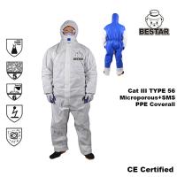China Disposable CE Certified TYPE 5/6 Microporous Film + SMS Coverall for sale