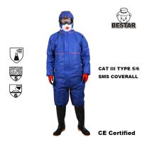 China Nonwoven Cat III Type 5/6 SMS Coverall for Medical and Hospital for sale