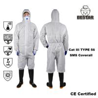 China Tape Seam Disposable Painters Coveralls Disposable Protective Suit Cat III Type 5/6 SMS for sale