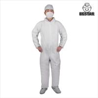China ISO9001 Hospital Disposable Medical Coveralls Overalls With Hood SMS 35gsm for sale