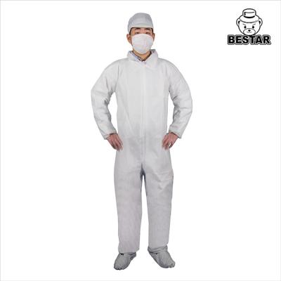 China ISO9001 Hospital Disposable Medical Coveralls Overalls With Hood SMS 35gsm for sale