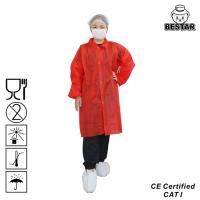 China Economic Non Woven Lab Coat SPP Polypropylene Disposable Overcoat for sale