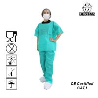 China SPP Nonwoven Disposable Lab Jackets Pants With Elastic Bands At Waist for sale