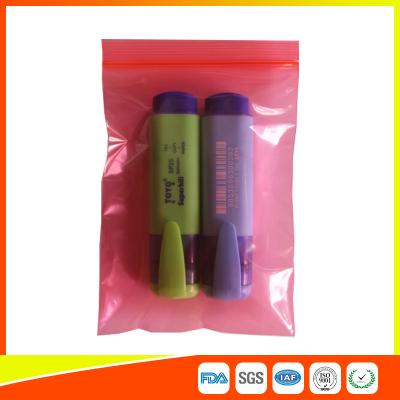 China Pink Color Antistatic Plastic Zip Lock Packaging Bags Resealable Air Tight for sale