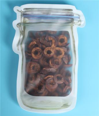 China Reclosable Mason Jar Shaped Stand Up Ziplock Bags Vacuum Sealer Bags With Zipper for sale