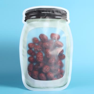 China Eco Friendly Custom Printed Zipper Pouch For Snacks / Shaped Mason Jar Plastic Bags for sale