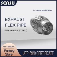 China 50x100mm Double Braid Stainless Steel Flexible Exhaust Pipe 304 2-Ply Bellows for sale