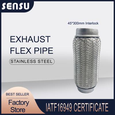 China 45x300mm Stainless Steel Auto Exhaust Flexible Pipe Inside Interlock 1.77x11.8in for sale