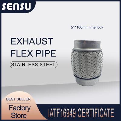 China 51x100mm Stainless Steel Flexible Exhaust Pipe with Interlock 304 Grade for sale