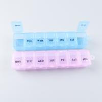 China Portable Long Plastic 7 Grid Weekly Pill Box Organizer With Clear Lid for sale