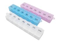 China Portable 7 Day Pill Box Organizer 7 Grid Blue Whtie 7-Day Pill Box for sale