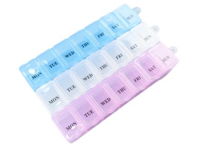 China Portable 7 Day Pill Box Organizer 7 Grid Blue Whtie 7-Day Pill Box for sale