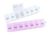 China Colorful PP Weekly Pill Organizer Box With Clear Lid Pill Box Pharmacy for sale