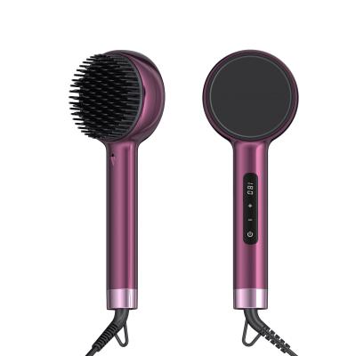 China Heated Hair Straightening Brush Smooth Ceramic Flat Iron Brush for sale