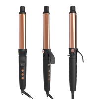 China Black Gold Ceramic Curling Iron Wand Automatic Hair Curler For All Hair Types for sale
