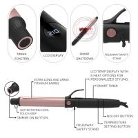 China Black Gold Ceramic Curling Iron Wand Automatic Hair Curler For All Hair Types for sale