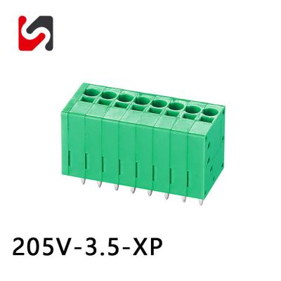 China SHANYE 205V-3.5 3.5mm Pitch PCB Terminal Block Connector 300V 10A 2-24 Poles for sale