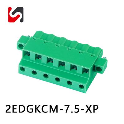 China SHANYE 2EDGKCM-7.5 300V 8A 8P 45 Degree Pluggable Terminal Block with Flange for sale
