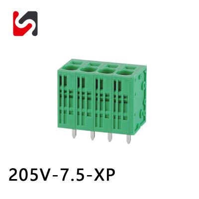 China SHANYE 205V-7.5 7.5mm Pitch PCB Terminal Block Connector 300V 10A 2-24 Poles for sale