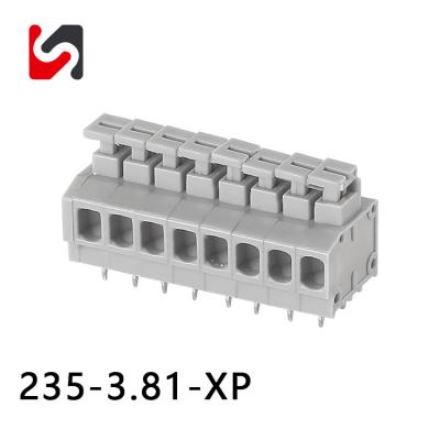 China Shanye 235-3.81 3.81mm Pitch PCB Terminal Block Connector 10A 300V 2-24 Pole for sale