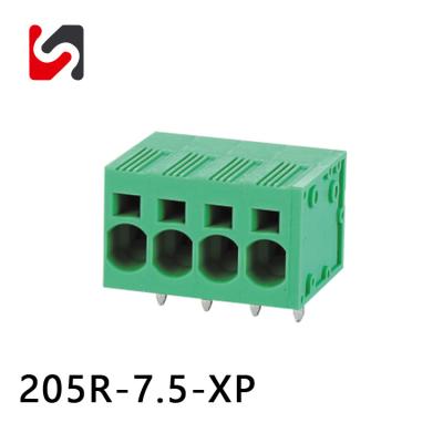 China Shanye 205R-7.5 7.5mm Pitch Pluggable Terminal Block 300V 10A 2-24 Poles for sale