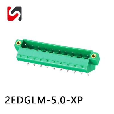 China 2EDGLM-5.0 300V 8A 45 Degree Earth Terminal Block with Flange 5.0mm Pitch for sale