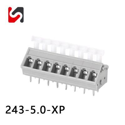 China SHANYE 243-5.0 5.0mm Pitch Phoenix Terminal Strip 3 Way Electrical Connector Block for PCB 300V 10A for sale
