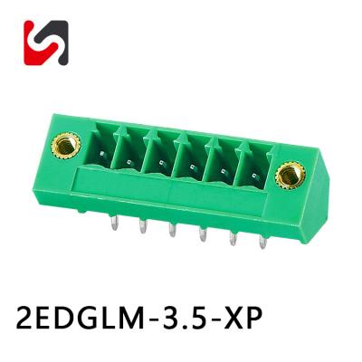 China 2EDGLM-3.5 300V 8A 45 Degree Wire Connect Motor Terminal Block 2-24 Poles for sale