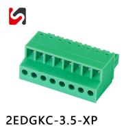 China 2EDGKC-3.5 Pluggable Terminal Block 300V 8A 45 Degree Wire Connector Green 2-24 Poles for sale