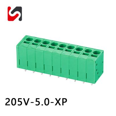 China SHANYE 205V-5.0 5.0mm Pitch PCB Terminal Block Connector 300V 10A 2-24 Poles for sale